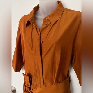 COS | Dresses | Cos Belted Shirt Midi Dress Size Terracotta | Poshmark
